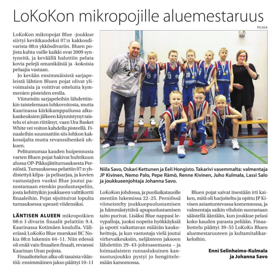 Mikropojille aluemestaruus | Loimaan Korikonkarit ry